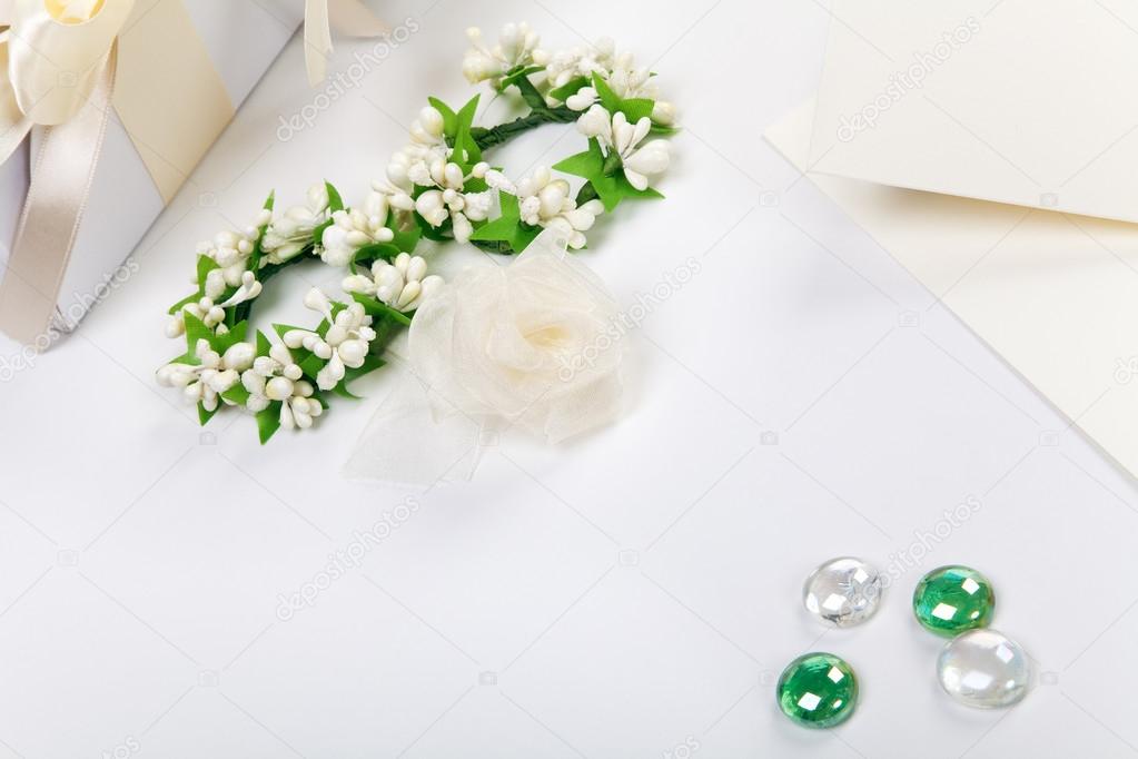 Two wreath of orange blossom and ribbon rose — Stock Photo © dp3010 ...