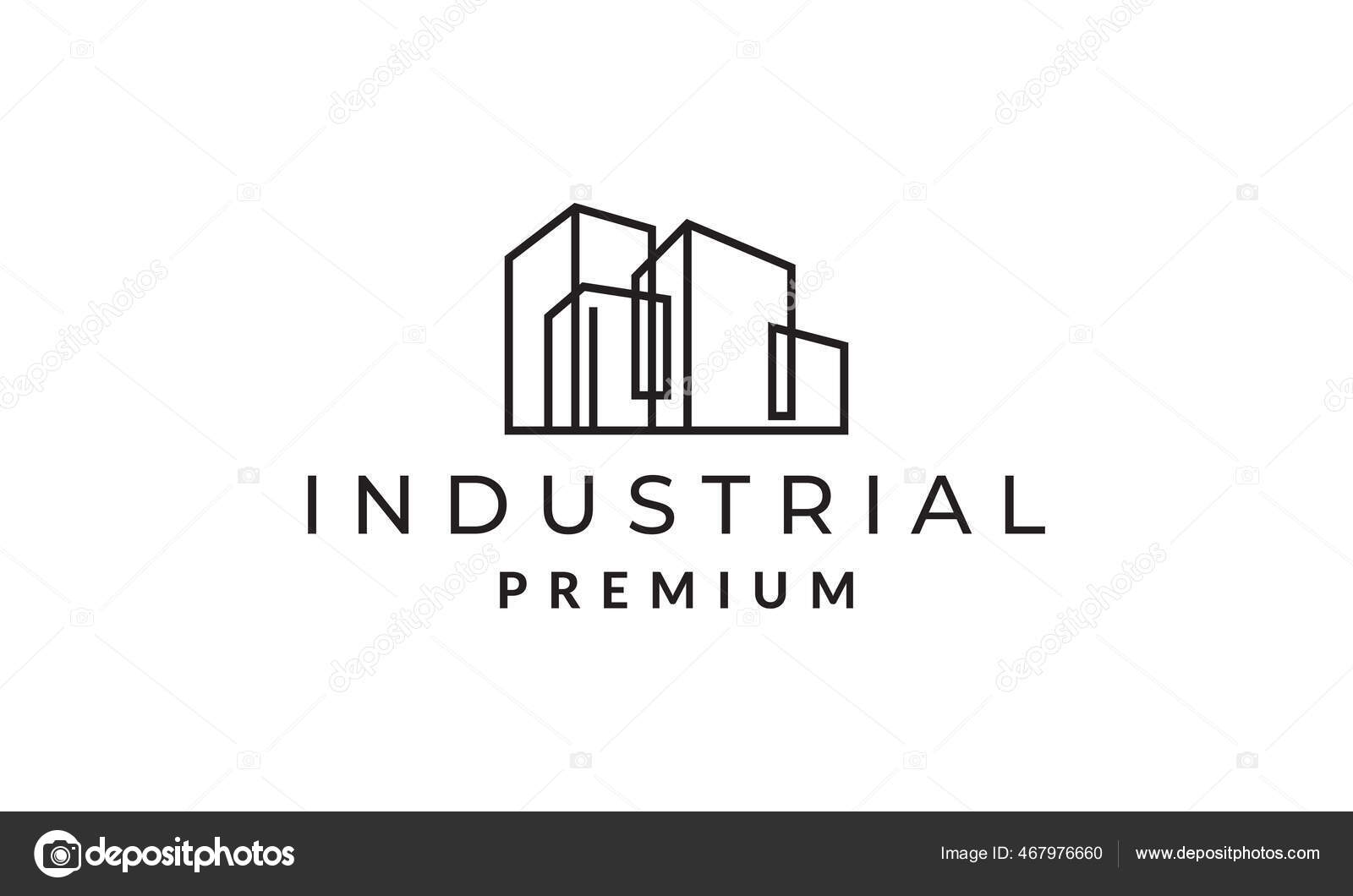 Line Industrial Building Logo Vector Symbol Icon Design Graphic ...