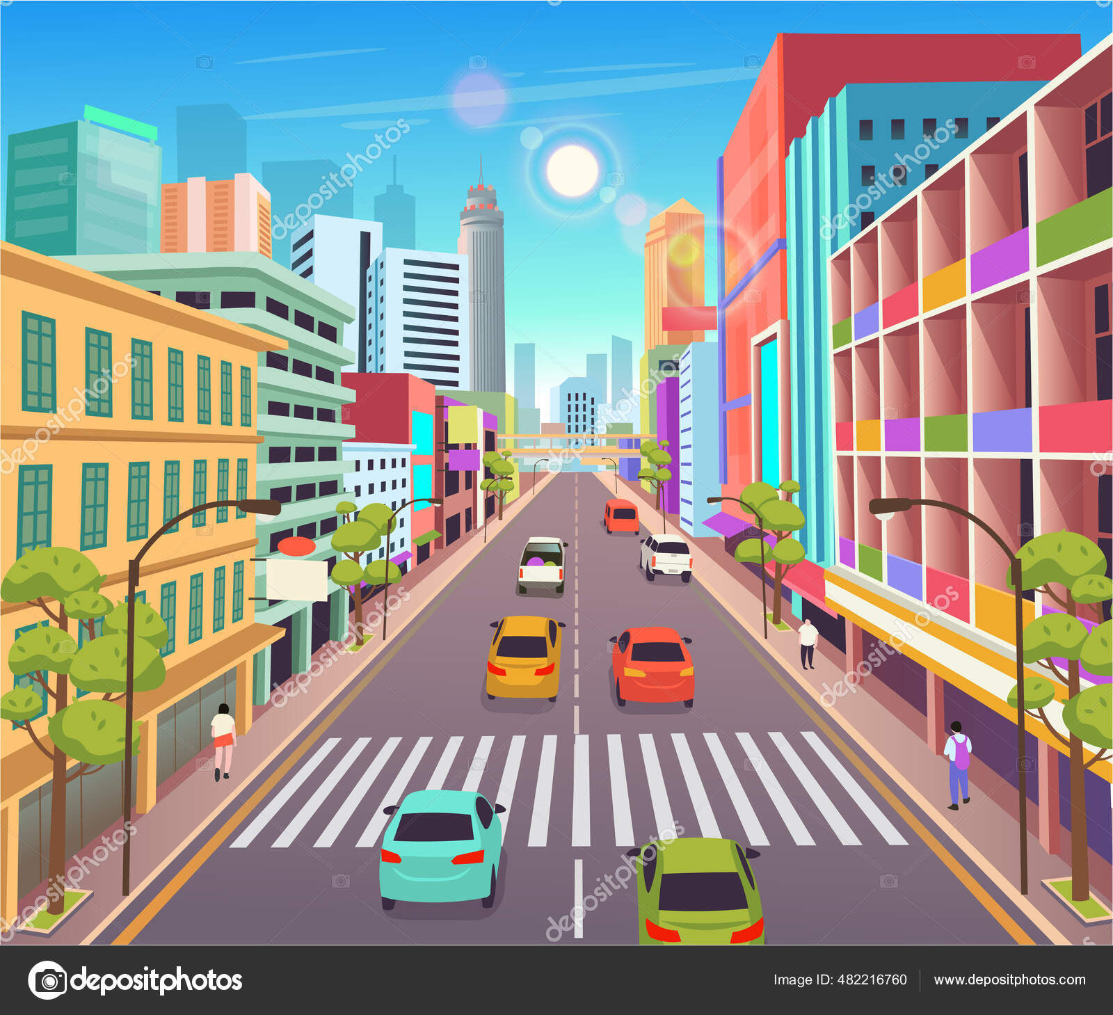 Edificios De La Ciudad De Dibujos Animados Fondo De Paisaje De