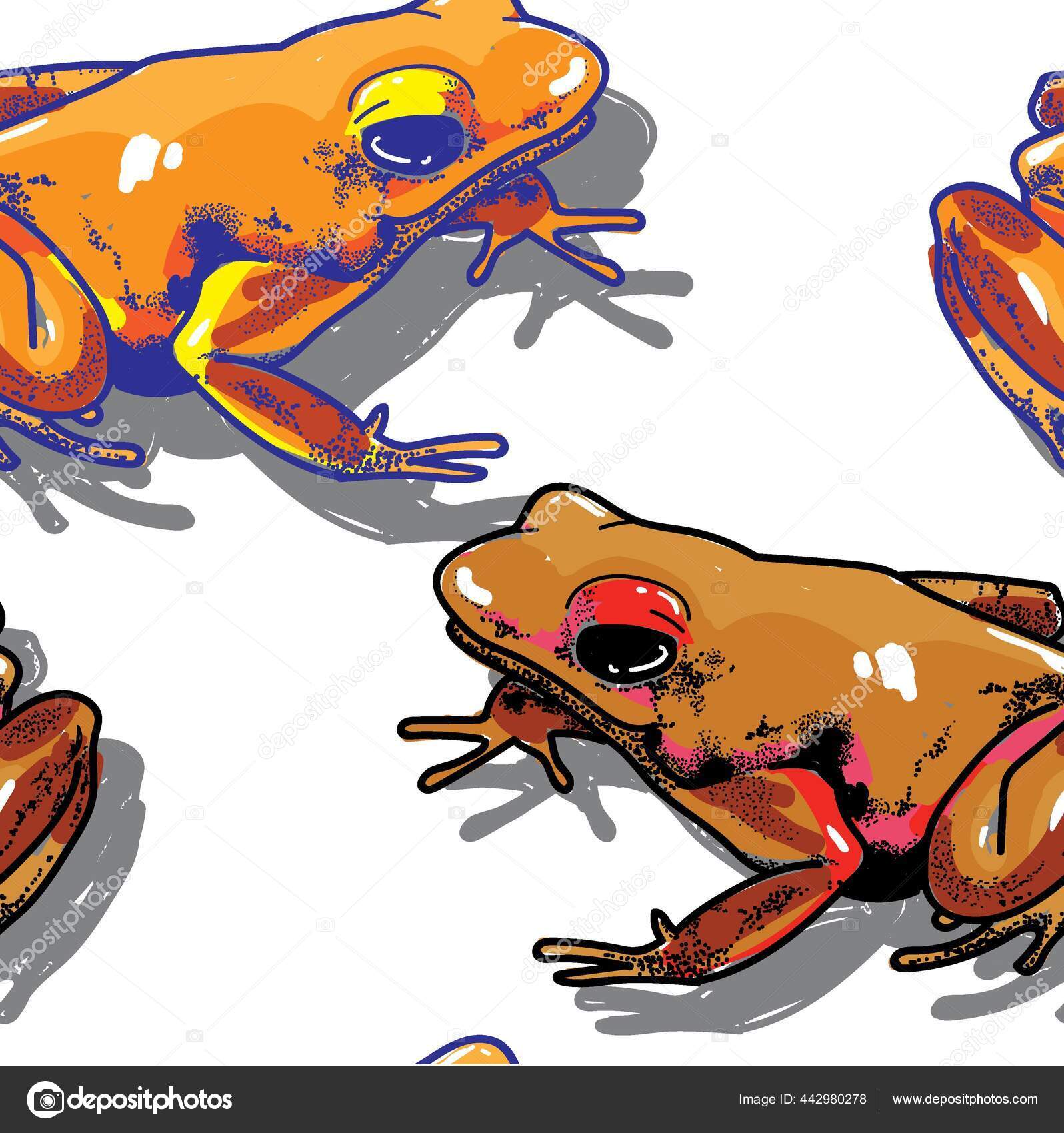 Pattern Poisonous Frogs Seamless Pattern Bright Summer Pattern Drawing ...