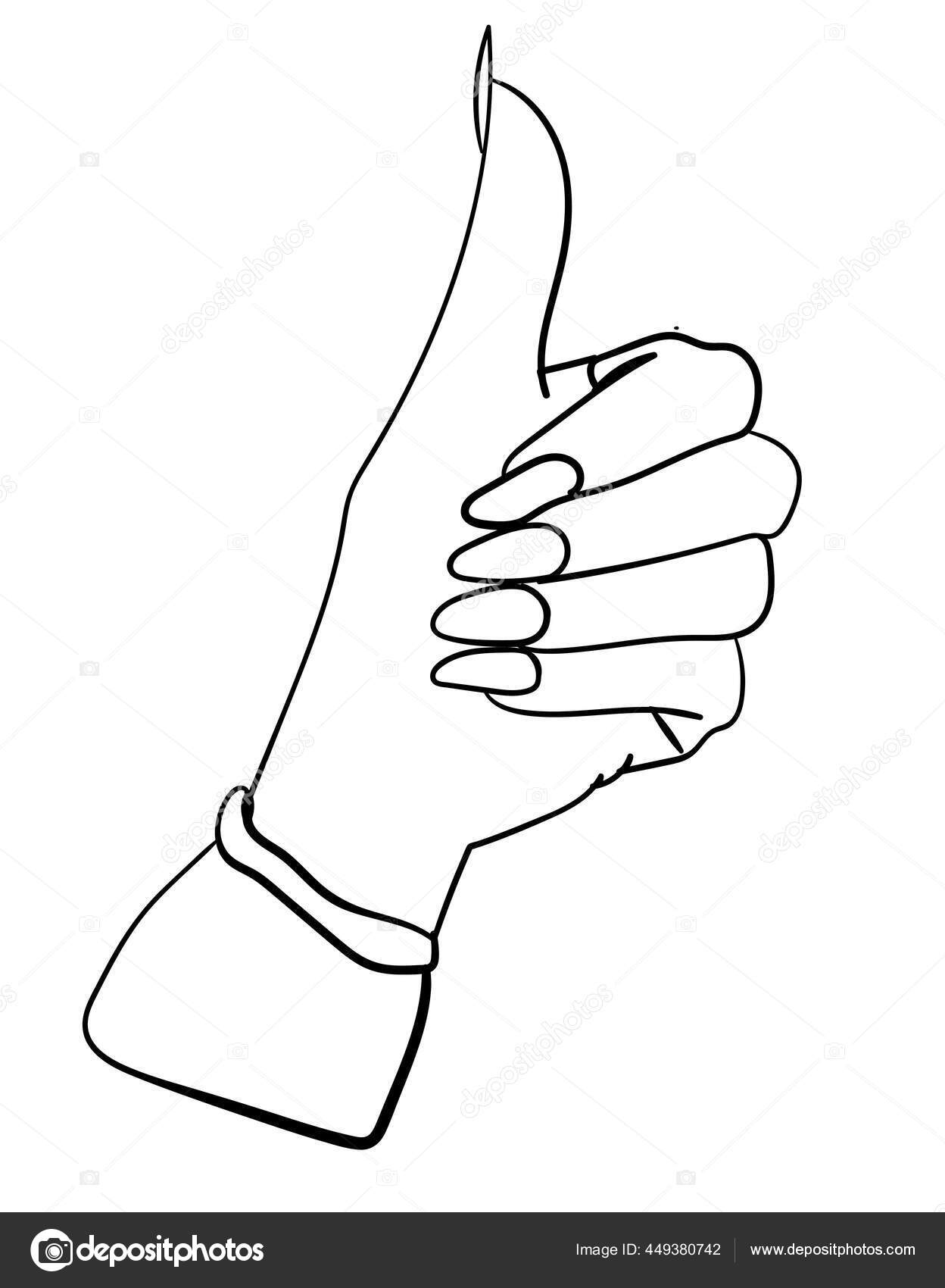 Hand Thumb Feminine Approval Hand Black Nails Raised Thumb Drawing ...