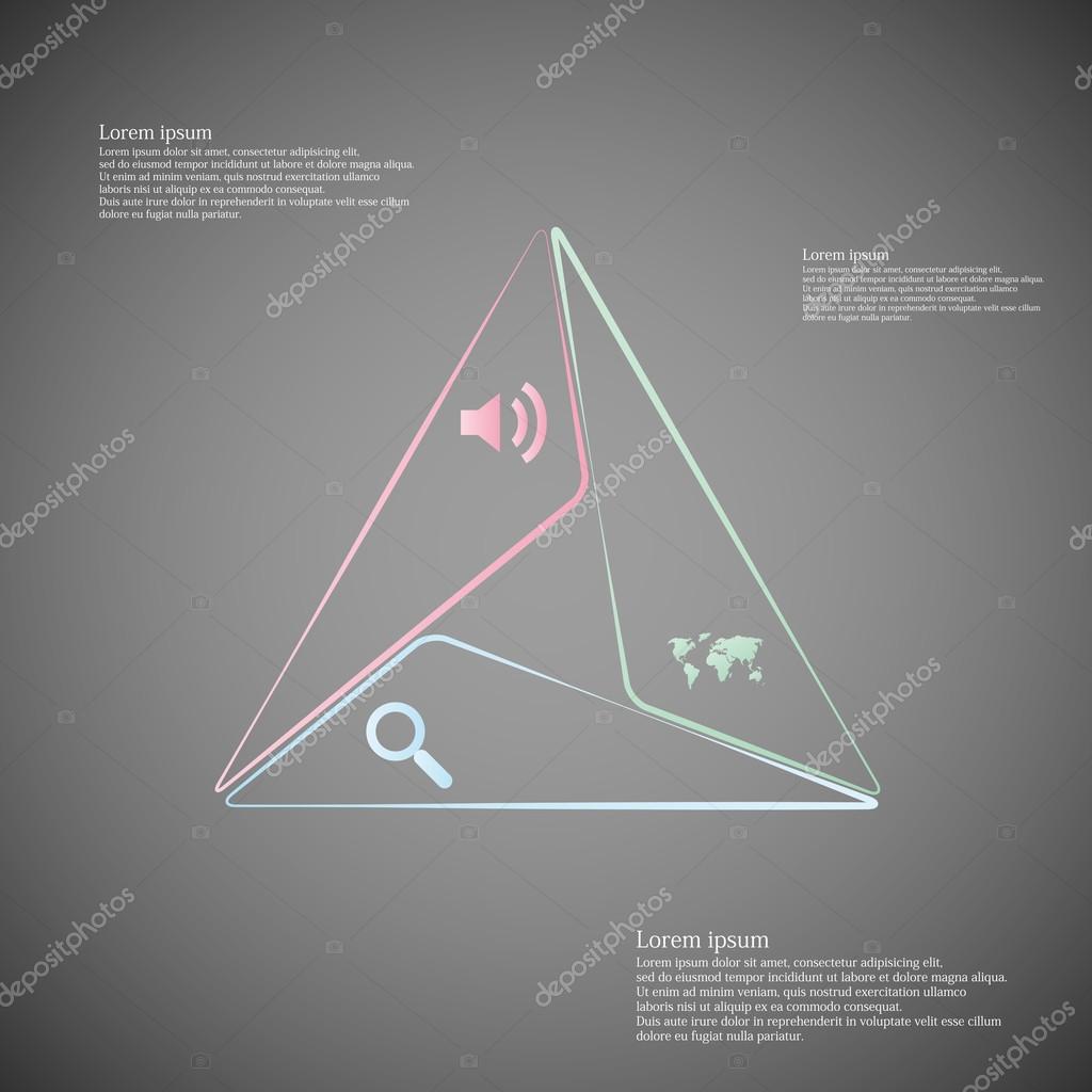 Infographic consists of three triangles from lines on dark — Stock ...