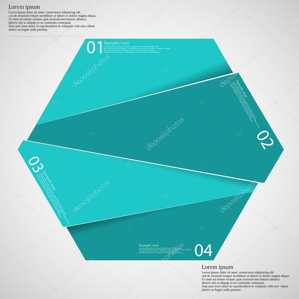 Hexagon infographic template divided to four blue parts Stock Vector ...