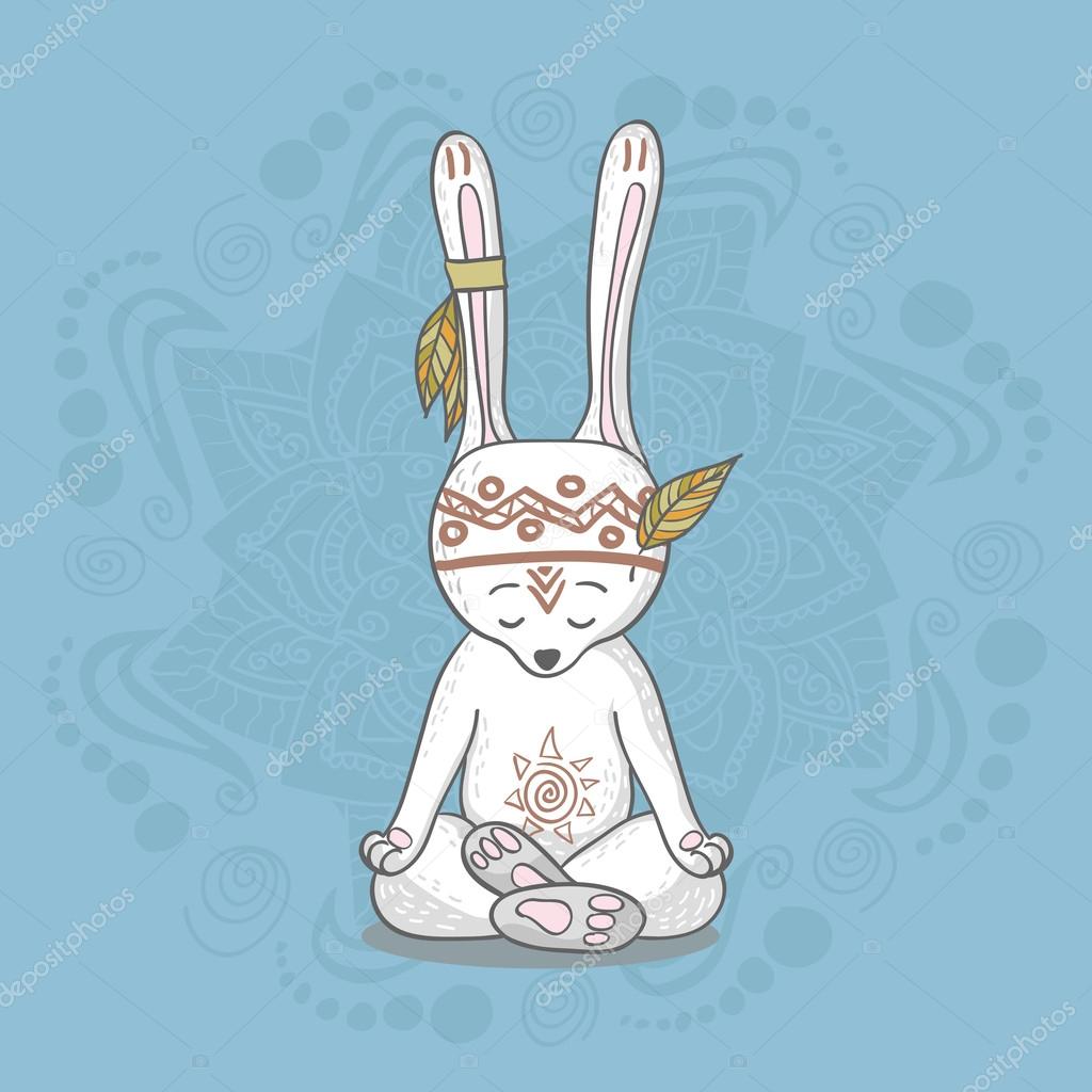 Cute bunny meditates — Stock Vector © marishu #72628033