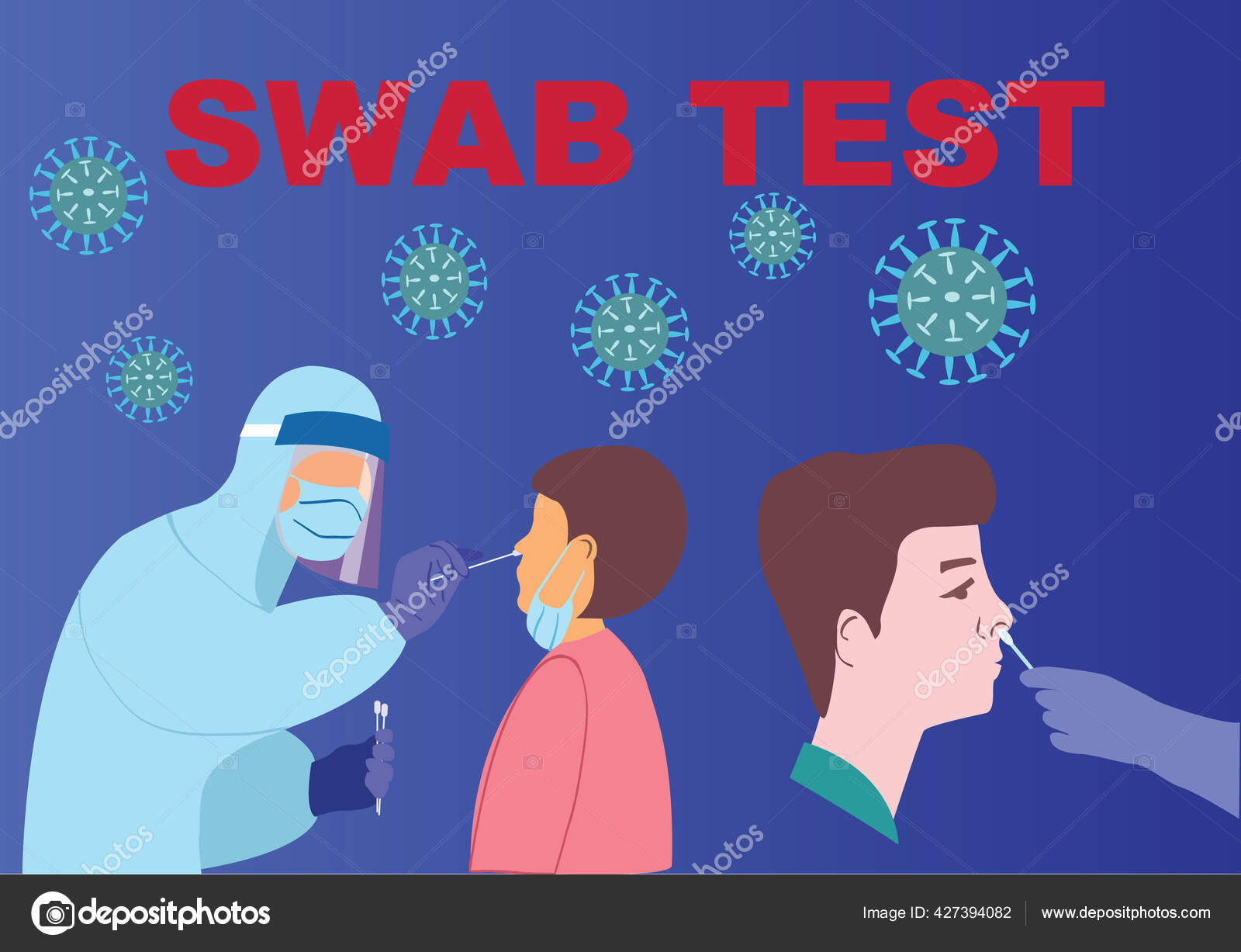 Doctor Nurse Doing Covid Coronavirus Test Dna Test Cartoon Character ...