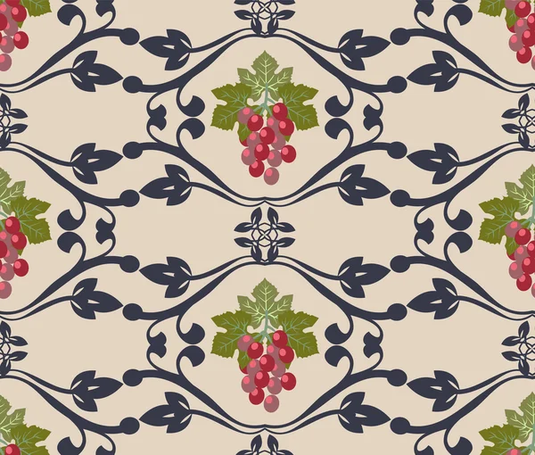 Lace grape vines seamless pattern background — Stock Vector © OksanciaArt #18432919