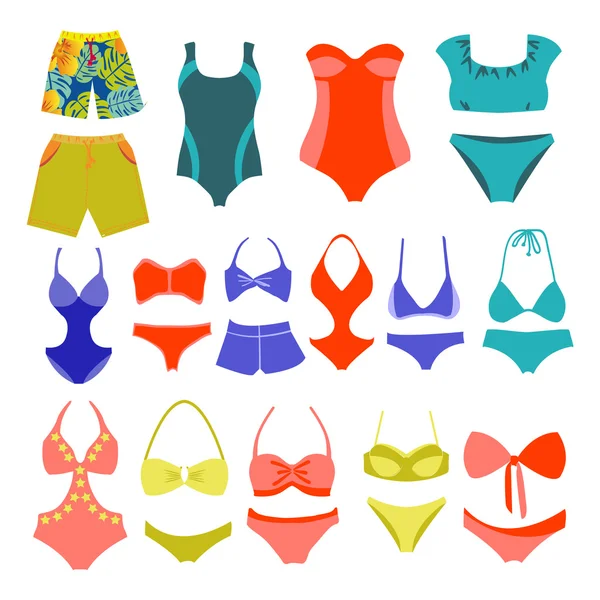 Vector Illustration Of Women S Bikini Set Collection Of Bright Colors