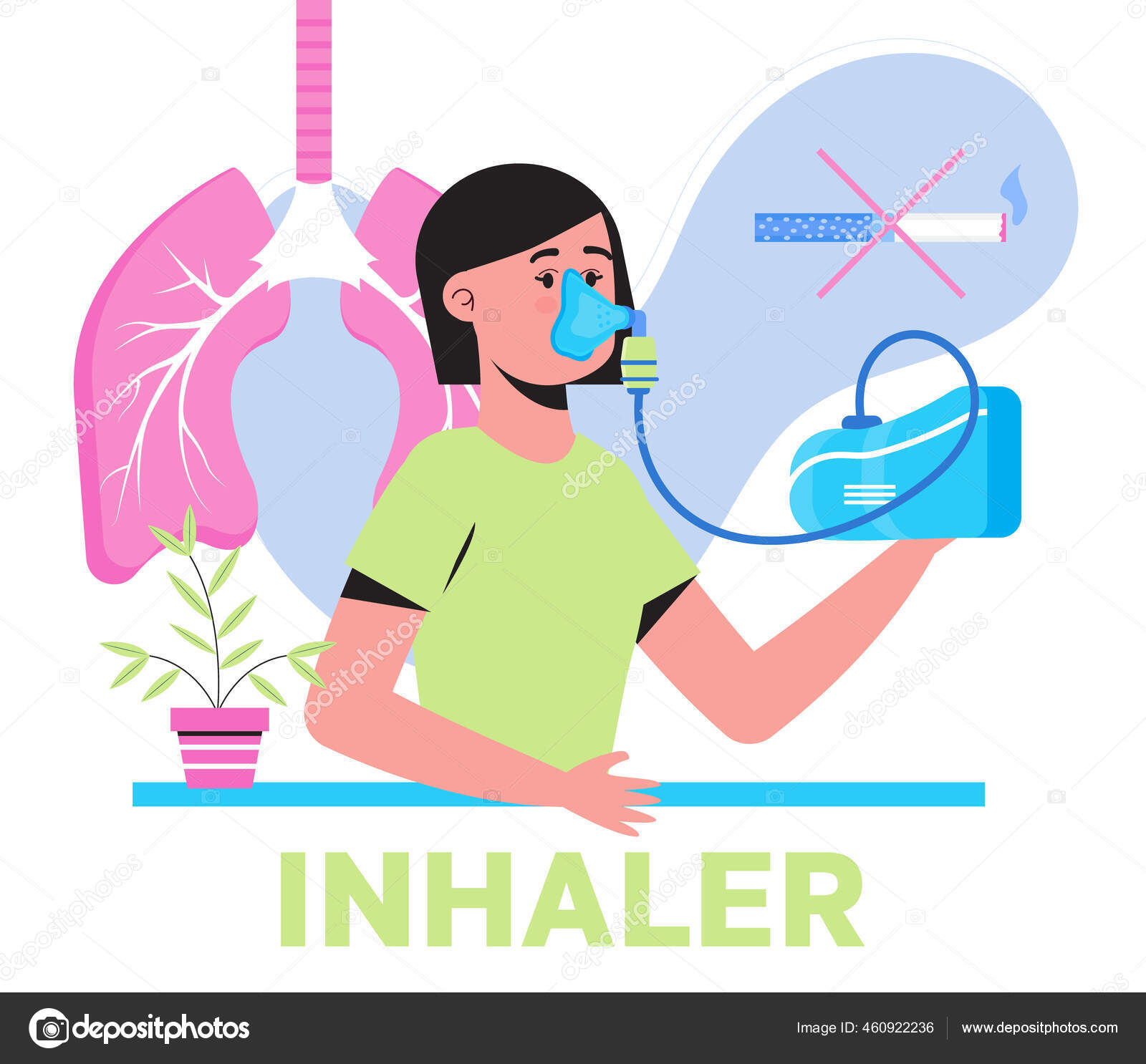 Inalador Nebulizador Usando Pelo Paciente Que Sofre Asma Brônquica ...