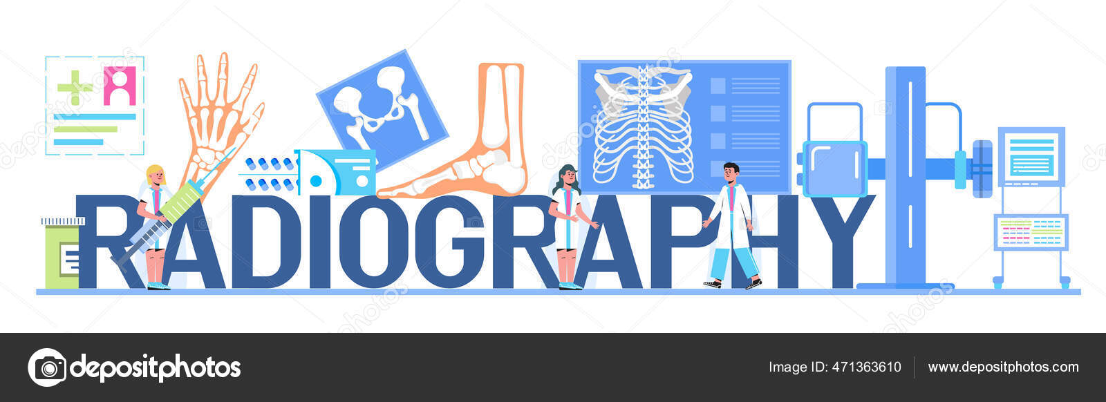 Radiography Ray Concept Vector Header Landing Page Trauma Pain ...