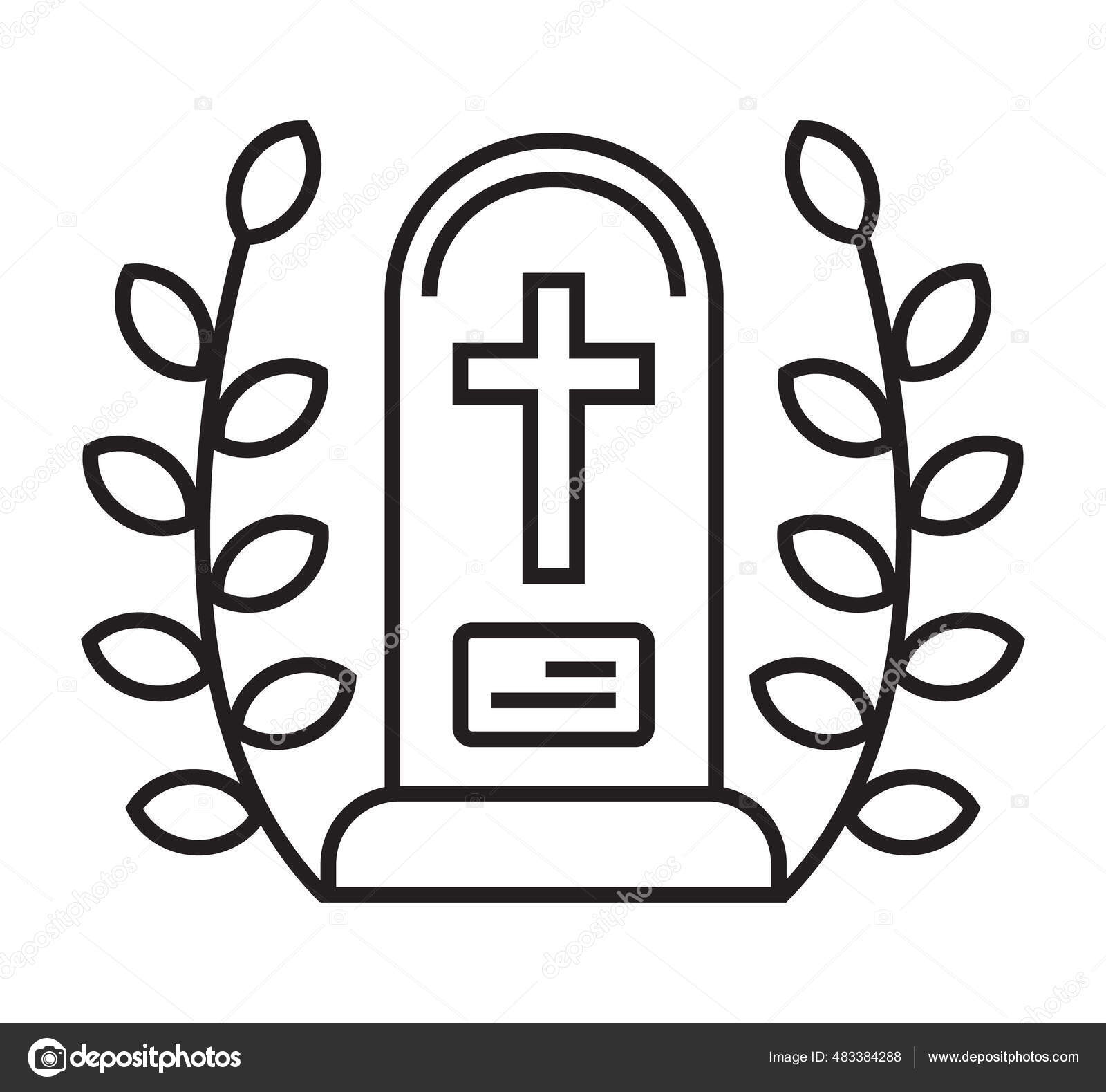 Icono Funerario Icono De Corona Funeraria En El Estilo De Negro Sobre