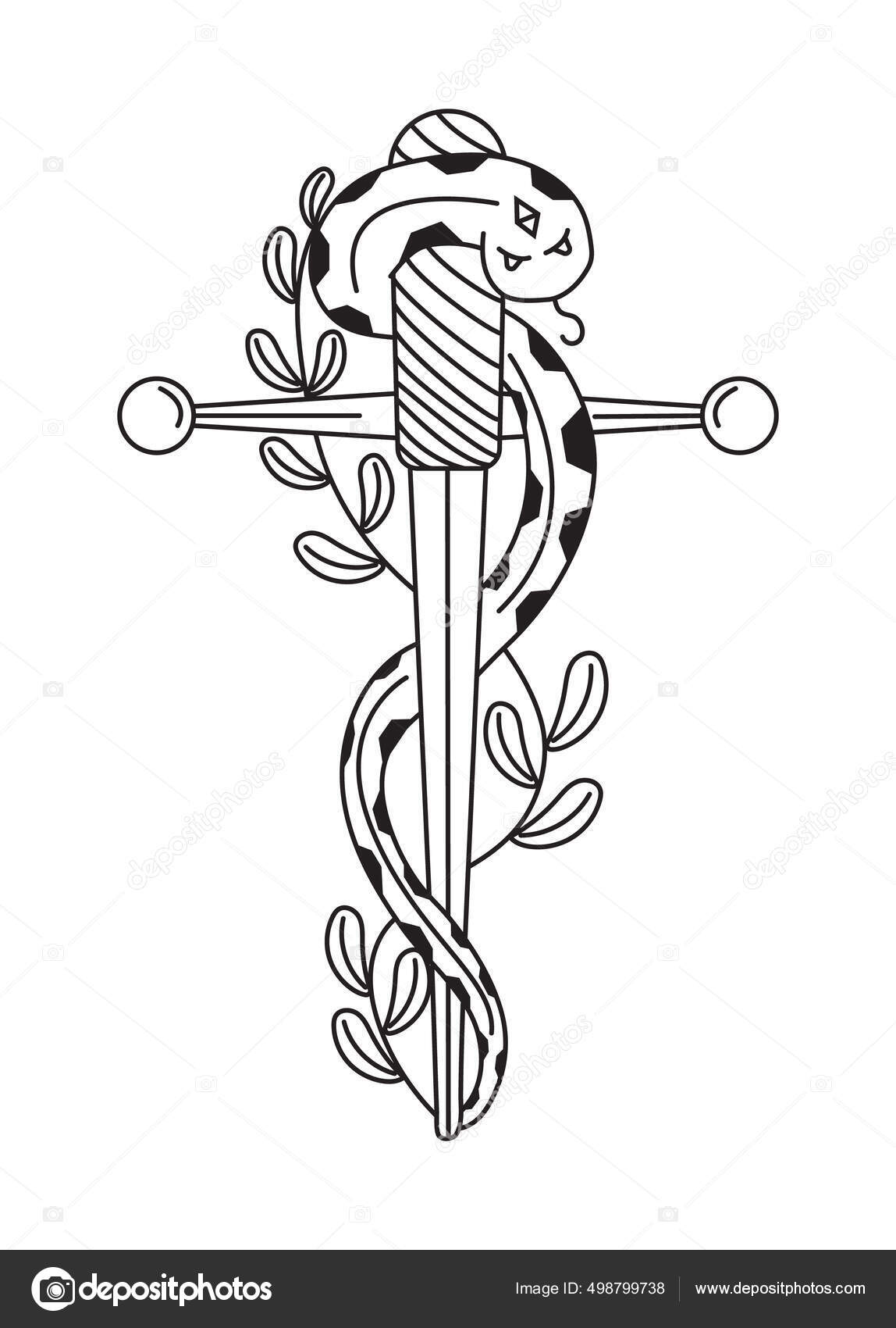 Celestial Mystery Sword Vector Esoteric Witch Element Snake Plant ...