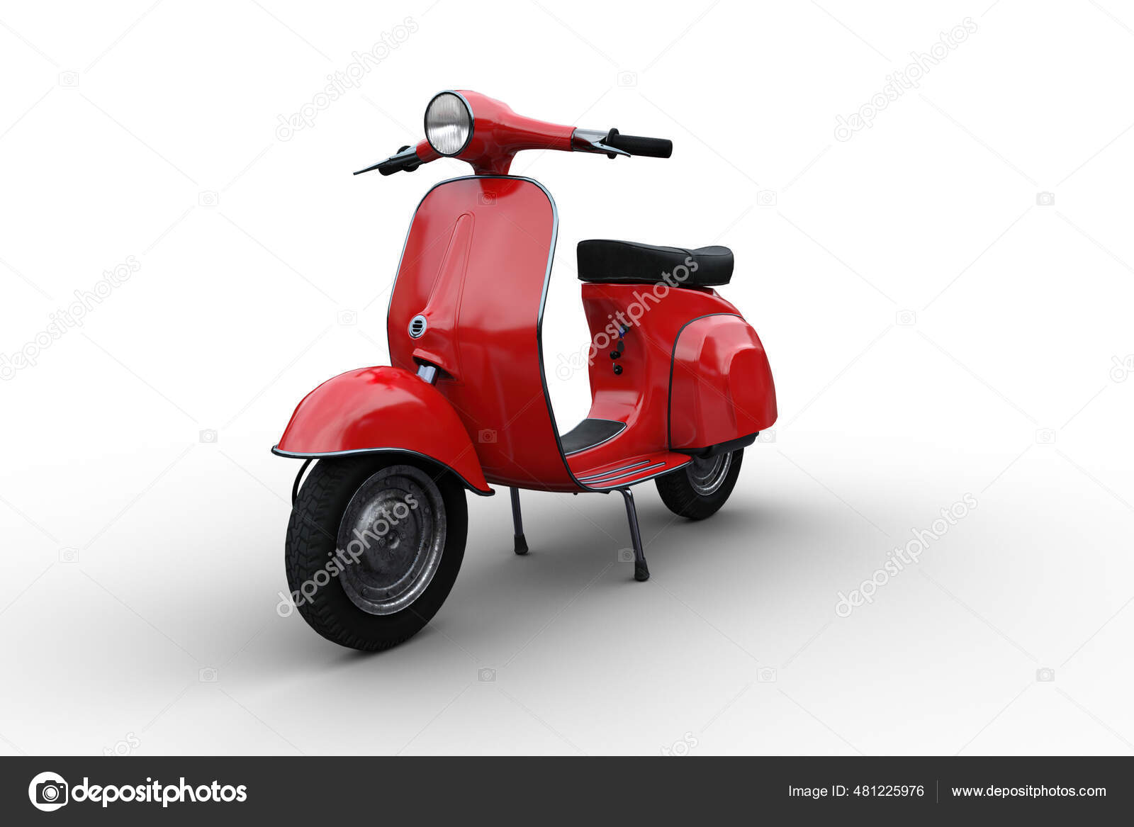 Generic Italian Style Red Motor Scooter Illustration Isolated White ...