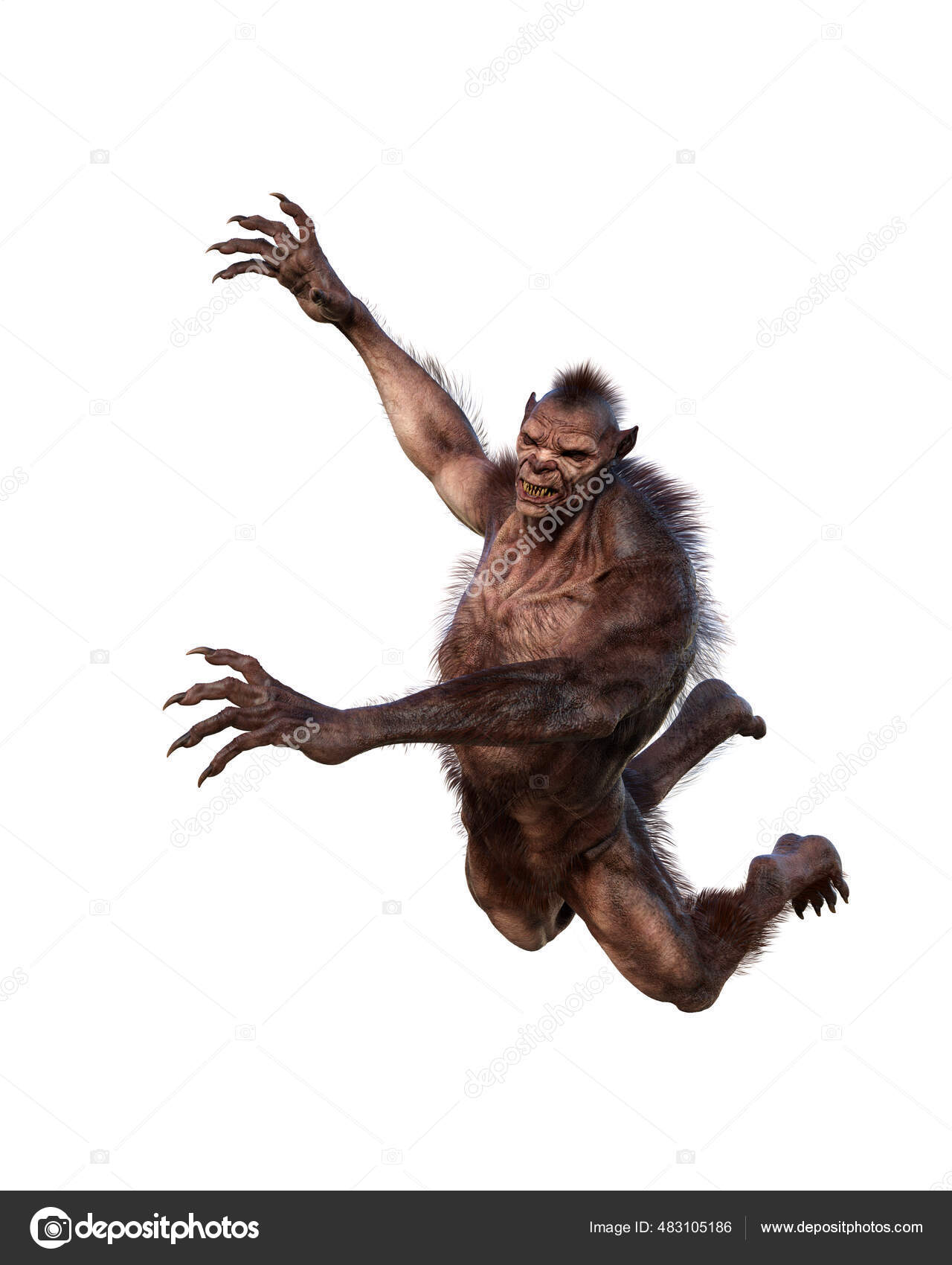 Werewolf Leaping Attack Pose Illustration Isolated White Background ...