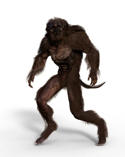 Werewolf Leaping Attack Pose Illustration Isolated White Background ...