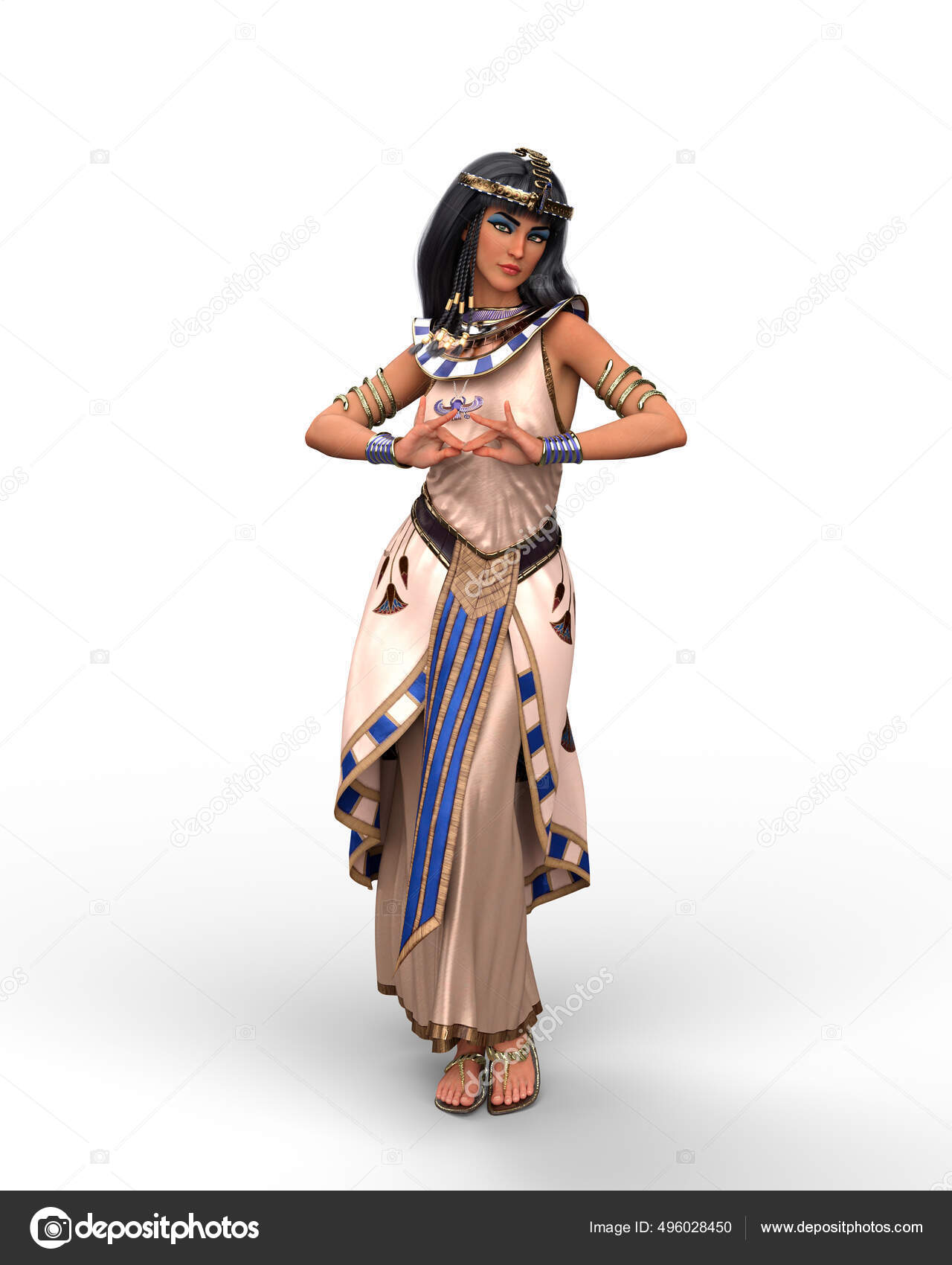 Beautiful Egyptian Queen Princess Cleopatra Full Length Standing Pose ...