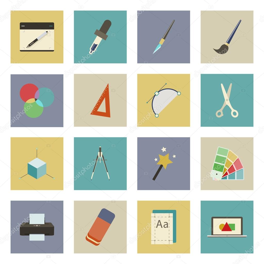 Conjunto de iconos planos gr ficos y de dise o 2024