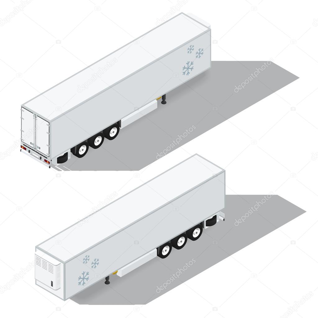 Semirremolque con cámara de refrigeración con iconos isométricos ...
