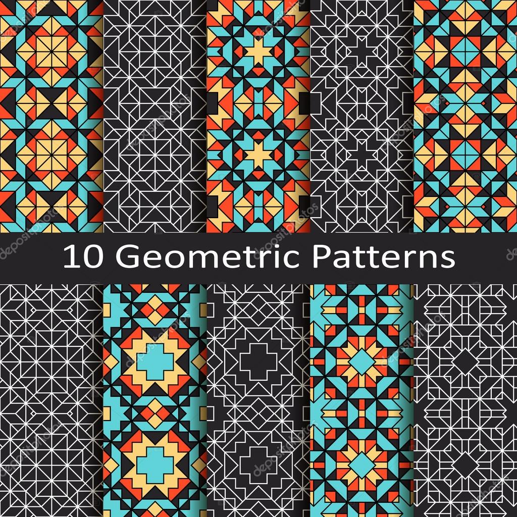 Set of ten geometric patterns Stock Vector Image by ©lenazolot #83152358