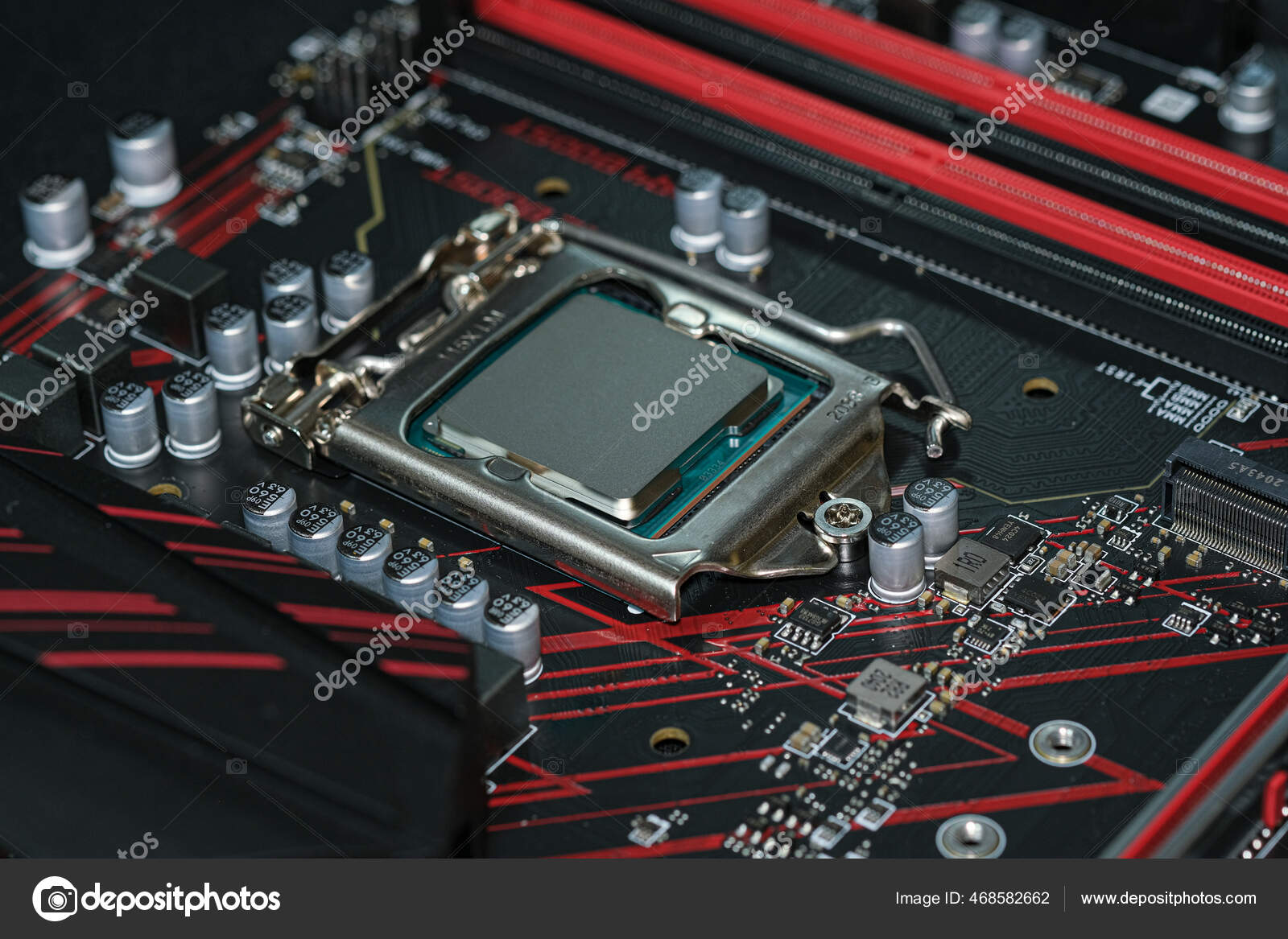 Desktop pc cpu installed on hi tech motherboard,computer components ...