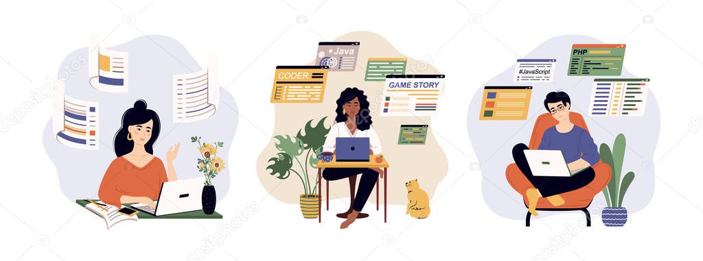 Woman coder Vector Art Stock Images | Depositphotos