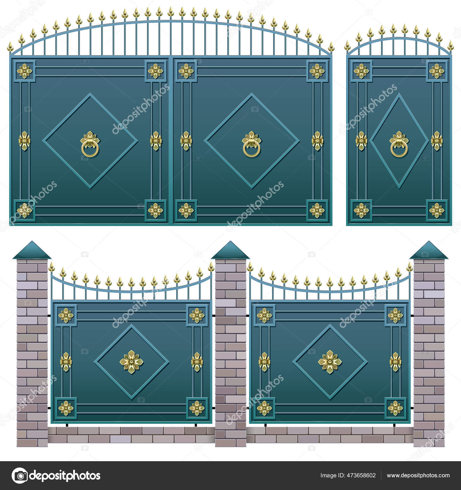Vector Metal Fence Gate Isolated White Background Stock Vector Image by ...