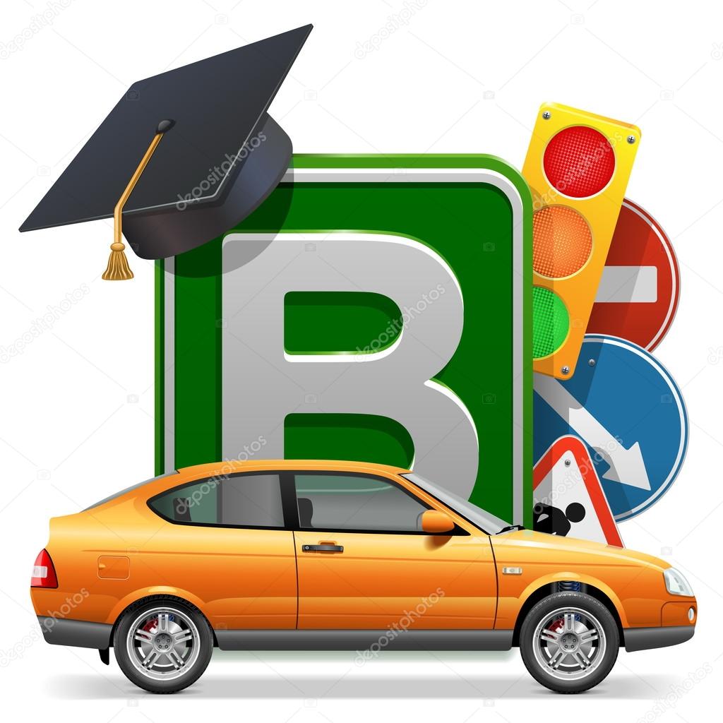 Vector Driving School Concept with Car — Stock Vector © dashadima #52737683