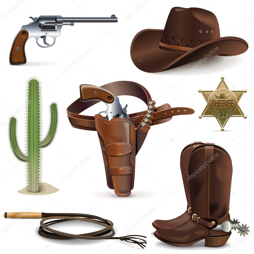 Vector Cowboy Icons isolated on white background premium vector in ...