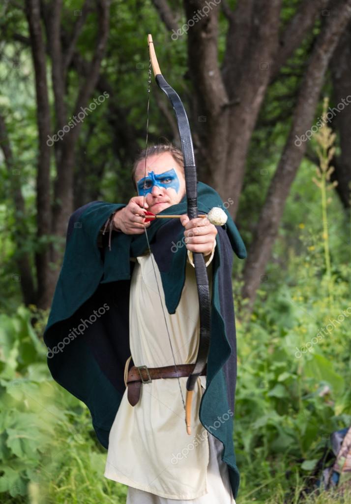 Professional target archery, hunting in the forest, close-up Stock ...