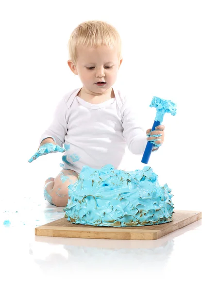 Baby smashing cake Stock Photo by ©handmademedia 59563385