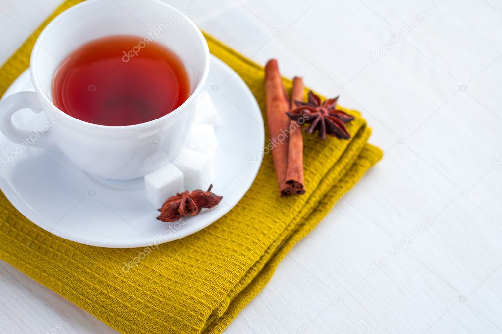 Cup of tea with teaspoon — Stock Photo © fanta_c #106693974