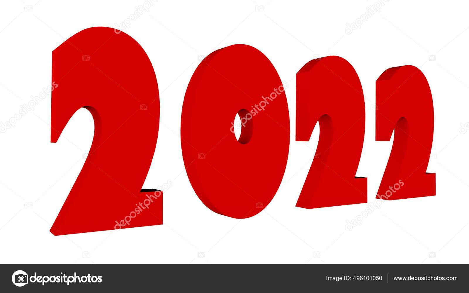Red Text Numbers 2022 White Background New Year Theme Rendering Stock ...