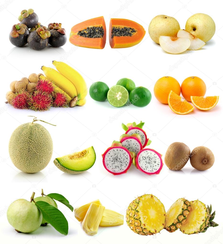 Set of fruit on white background — Stock Photo © sommaill #59938065