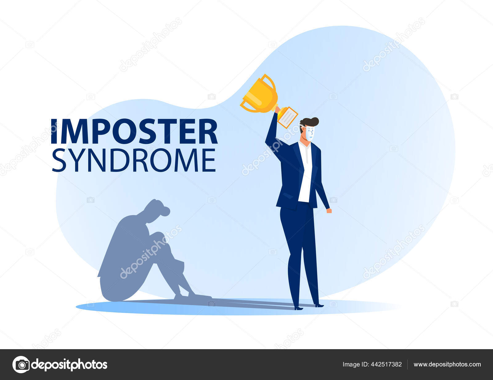 Imposter Syndrome Man Standing Her Present Profile Fear Shadow Anxiety ...