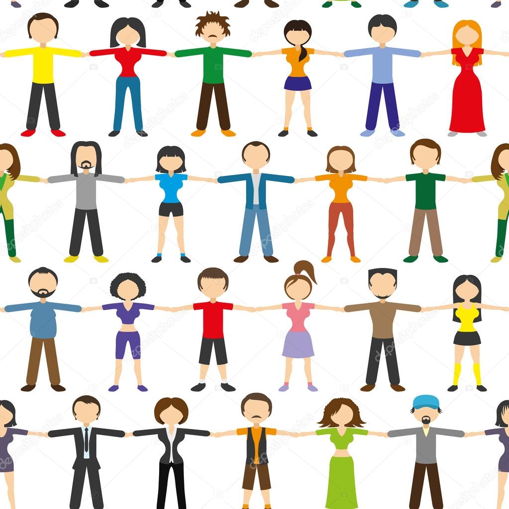 Animated People Holding Hands