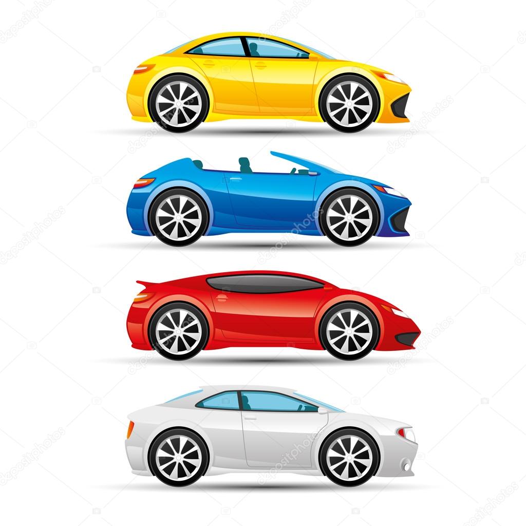 Colored cars on a white background. — Stock Vector © taronin #107443220