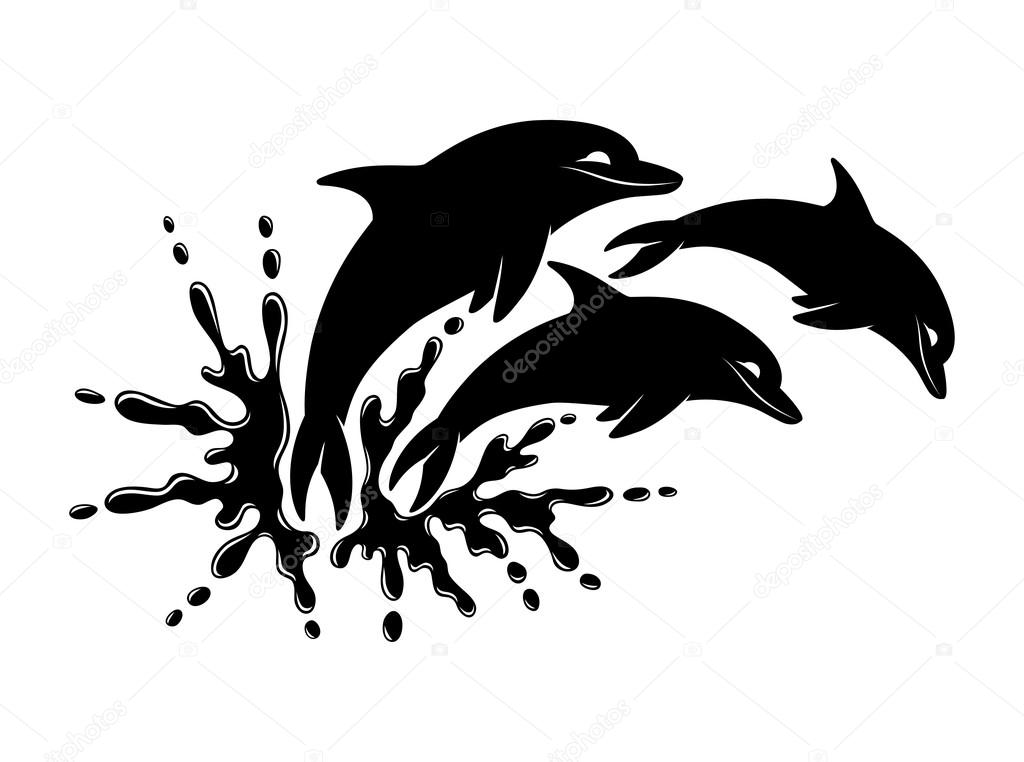 Water splash and three dolphin. Stock Vector Image by ©taronin #114572826