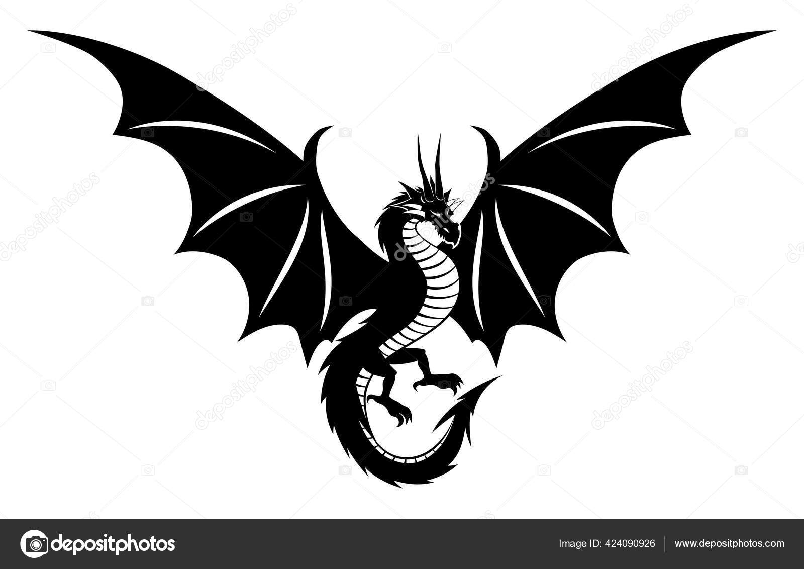 Black Dragon Icon Wings White Background Stock Vector Image by ©taronin ...