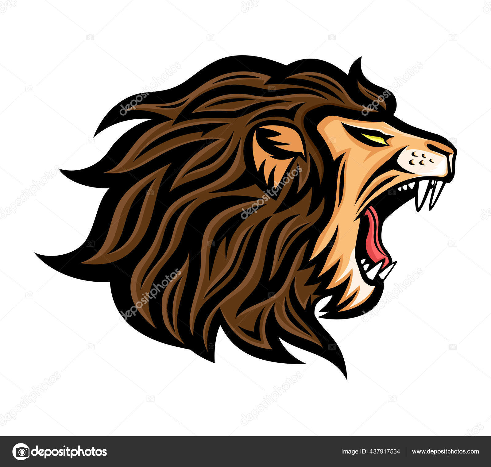Icono León Rugiente Sobre Fondo Blanco Vector de stock #437917534 de ...