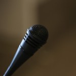 Picture Microphone Table Stand Isolated White Background Stock Photo by ...