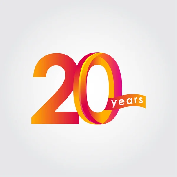 20 Years Anniversary elegant Gold Line Celebration Vector Template ...