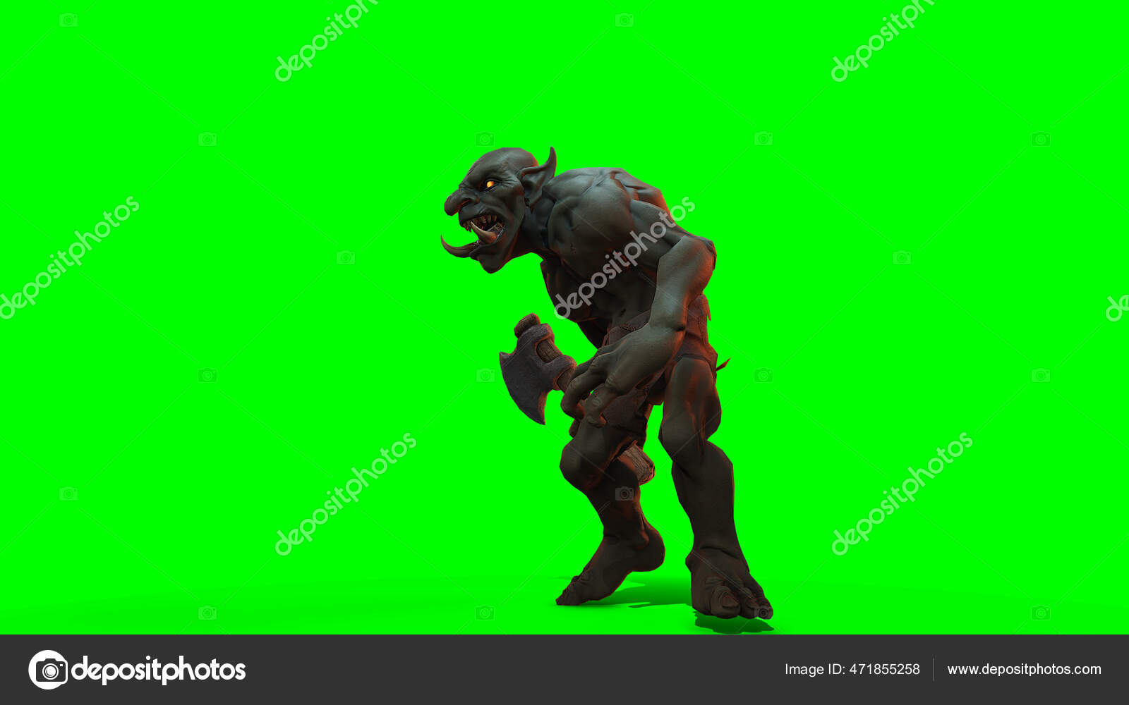 Fantasy Character Troll Berserker Epic Pose Render Dark Background ...