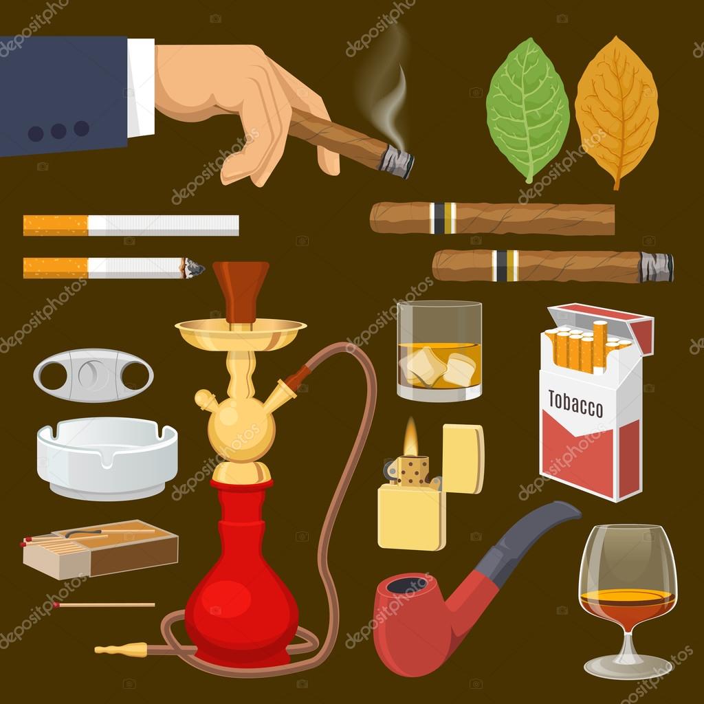 Smoking Tobacco Decorative Icons Set Stock Vector by ©Mogil 113415728