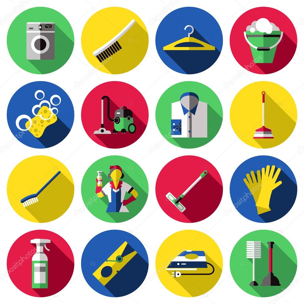 Flat Cleaning Icon Set Stock Vector by ©Mogil 114146444