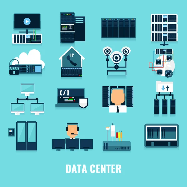 Datacenter Monochrome Icons Set Stock Vector Image by ©Mogil #116541678