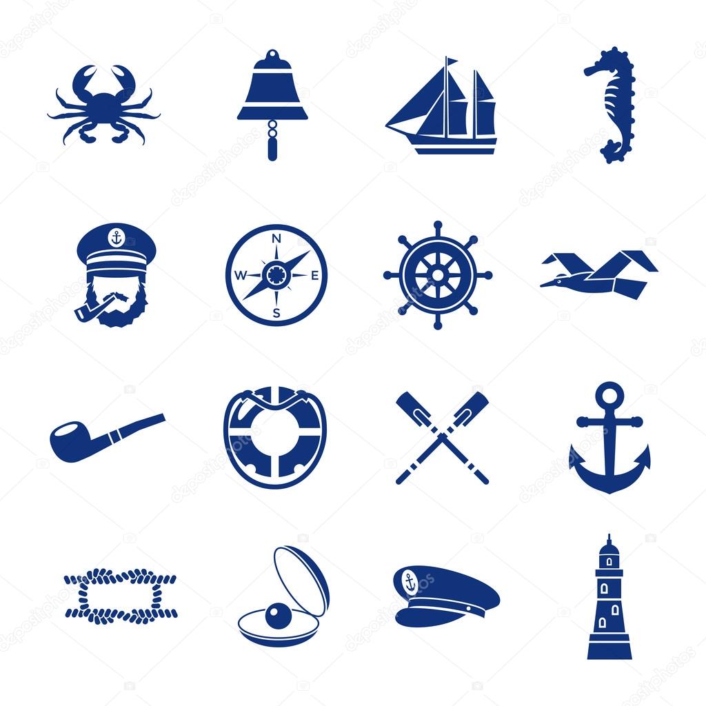 Nautical Icon Set In Blue Stock Vector Image by ©Mogil #121735456