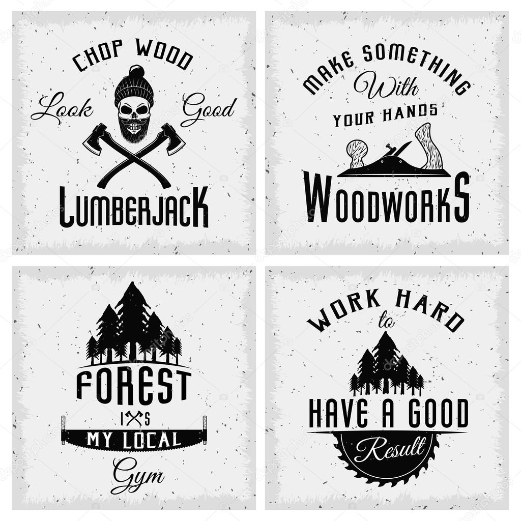 Lumberjack Monochrome Logos With Quotes Stock Vector Image by ©Mogil ...