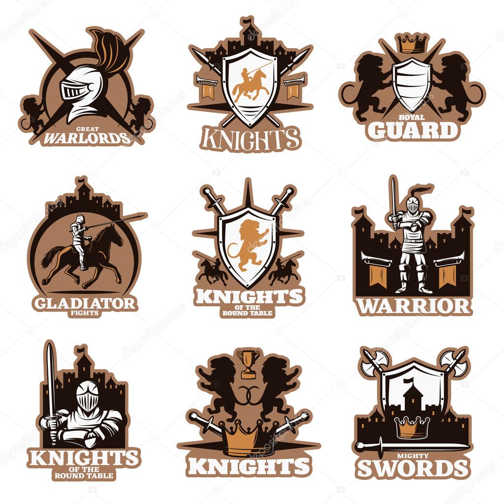 Knights Colored Emblems Stock Vector by ©Mogil 123075200