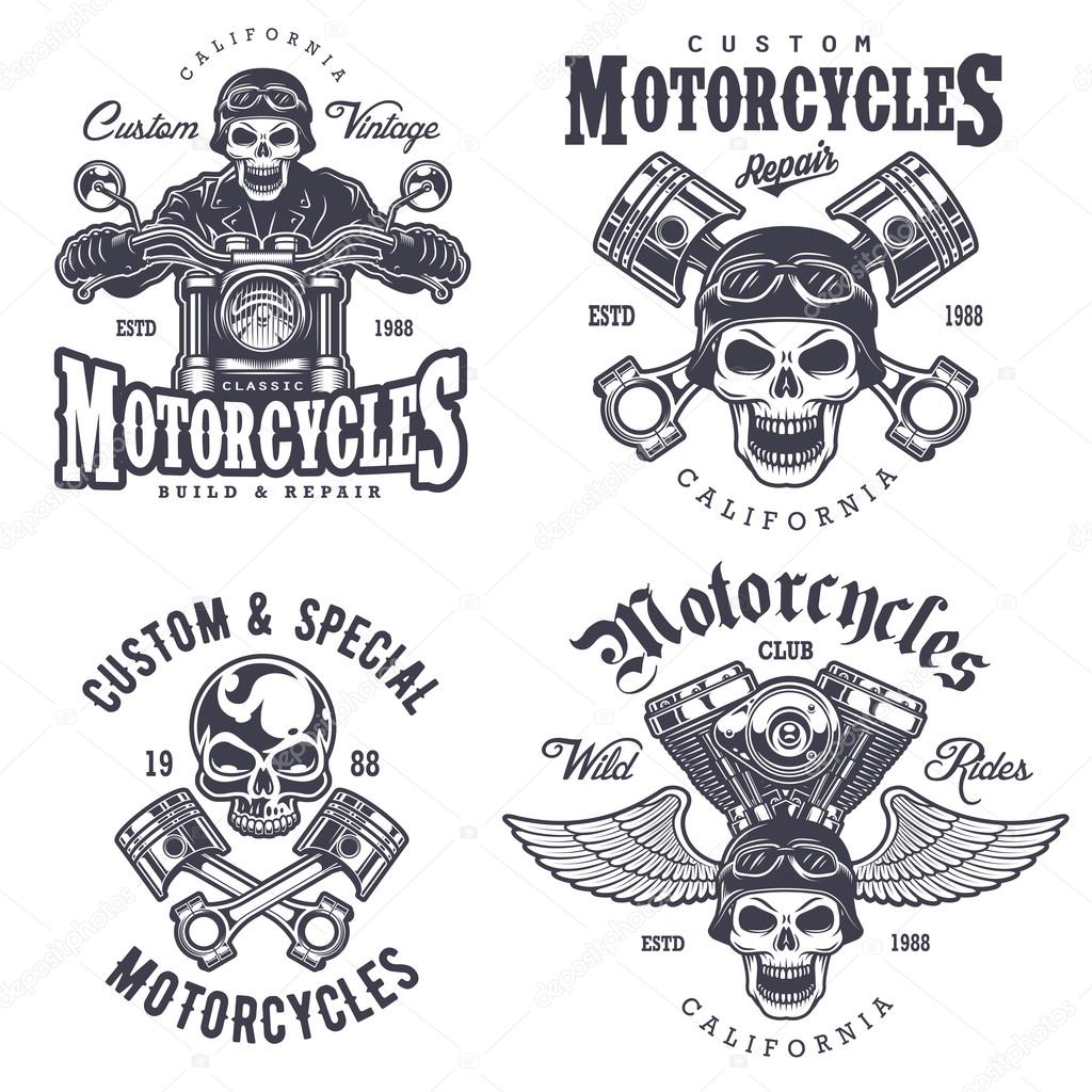 Set of vintage motorcycle emblems — Stock Vector © Mogil #86768728