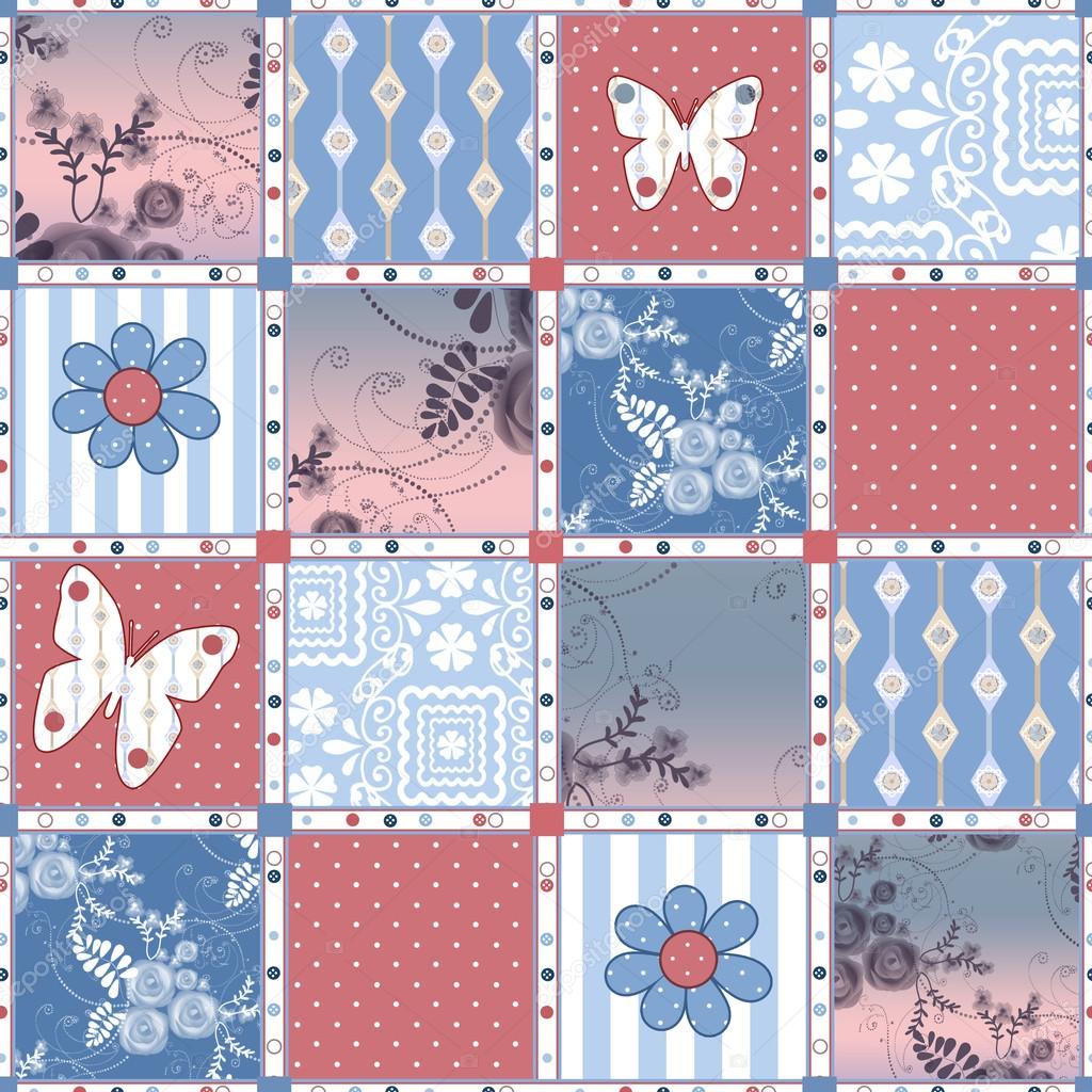 Patchwork retro floral texture pattern background — Stock Photo ...