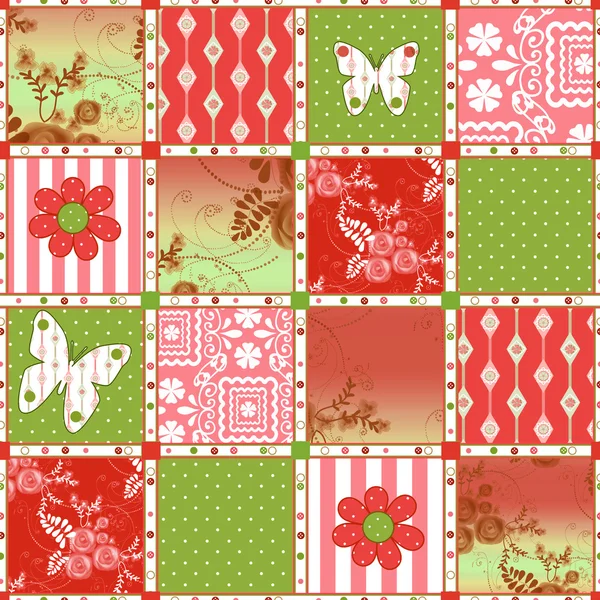Patchwork retro floral texture pattern background — Stock Photo ...